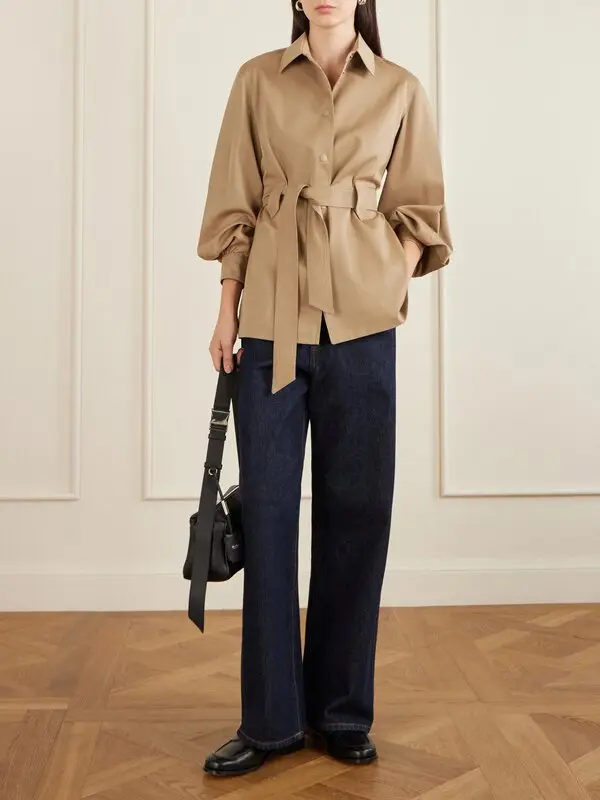 Max Mara Belted Wool-twill Jacket - Brown