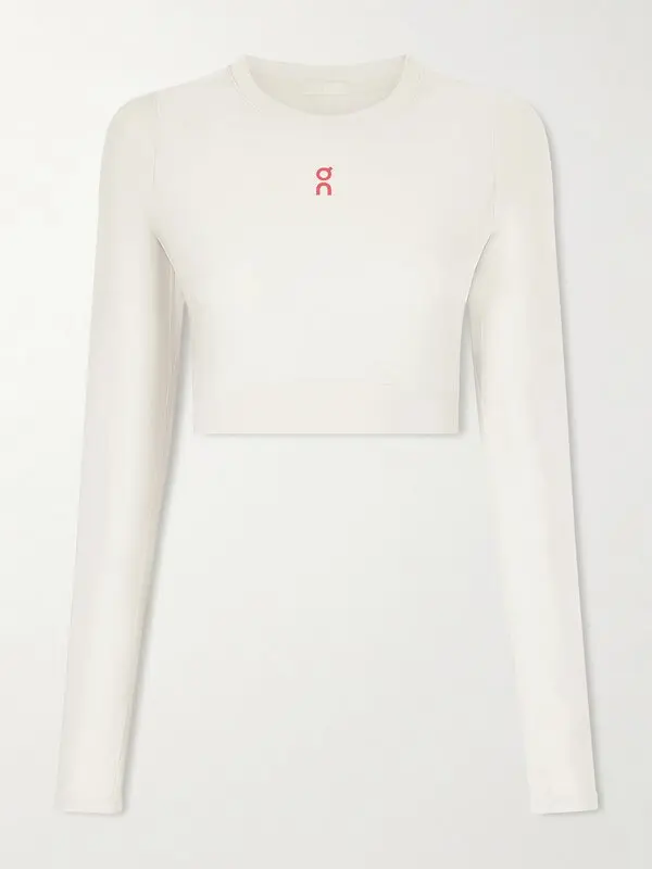 On Year Of The Horse Cropped Mesh-trimmed Stretch Recycled Top - Neutrals