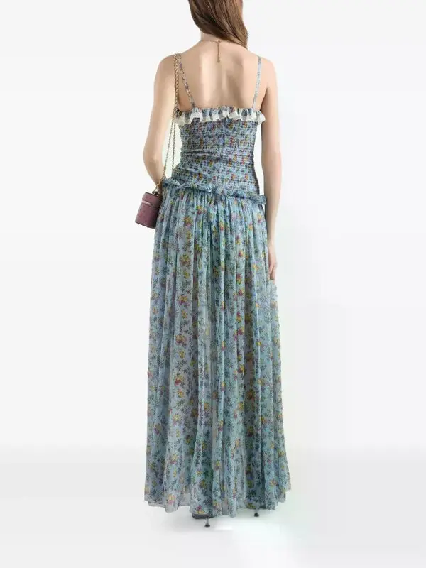 Dolce & Gabbana Floral Print Ruffled Maxi Dress