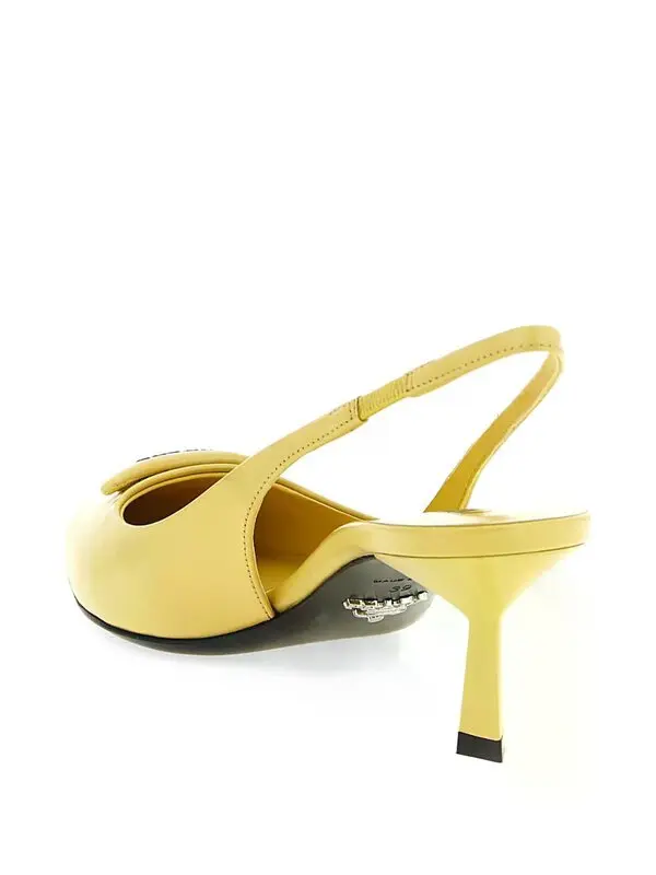 Prada Leather Pointed Toe Slingback Pumps - Yellow
