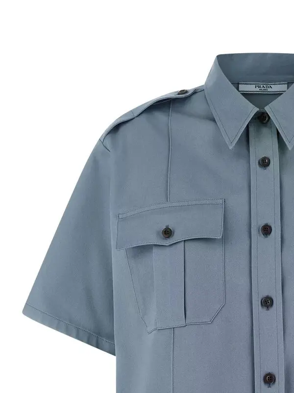 Prada Short Sleeve Buttoned Shirt With Flap Pockets