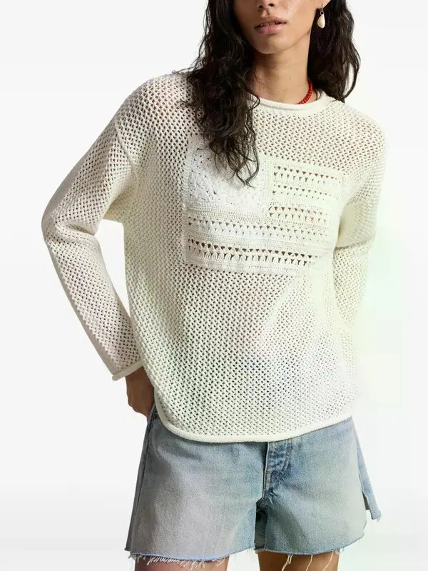 Polo Ralph Lauren Flag-motif Open-knit Sweater
