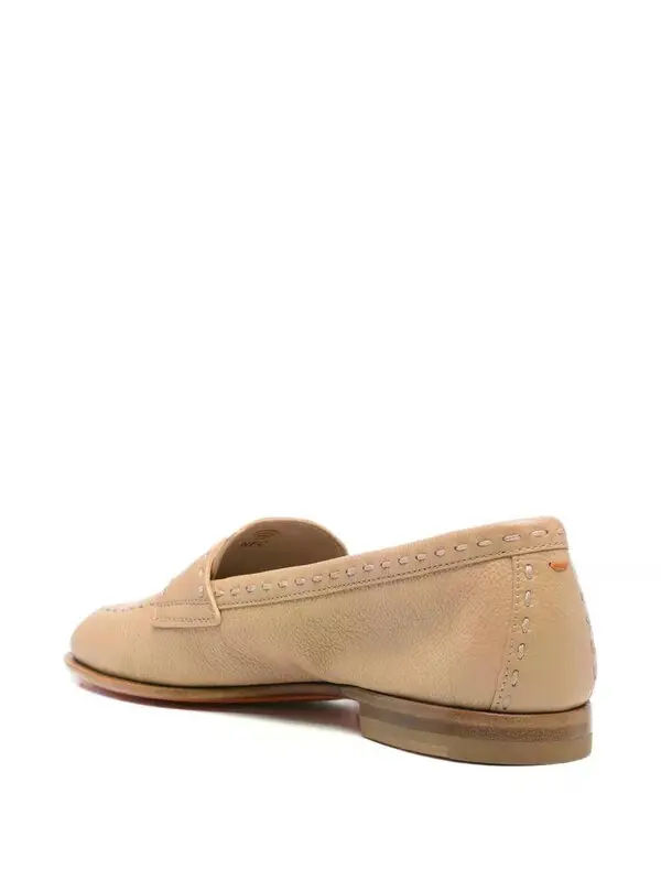 Santoni Topstitched Leather Loafers - Neutrals