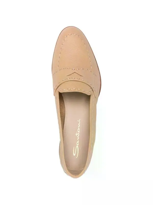 Santoni Topstitched Leather Loafers - Neutrals