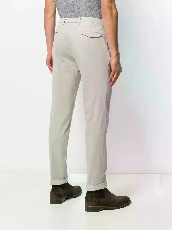 DELL'OGLIO Slim Fit Chino Trousers - Brown