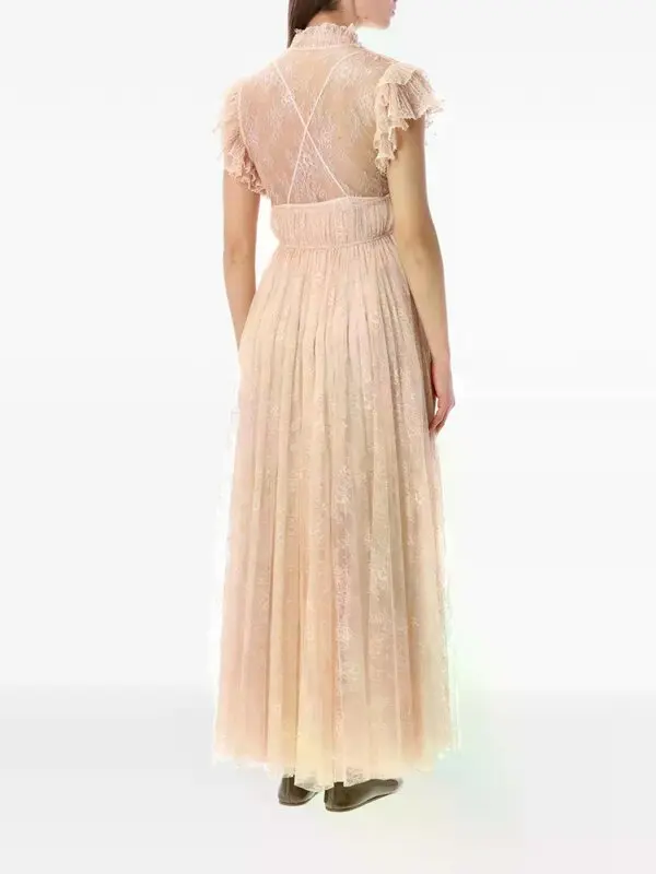 Alberta Ferretti Pleated Slip-on Maxi Dress - Neutrals