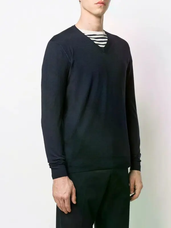 DRUMOHR Merino Wool V-neck Jumper - Blue