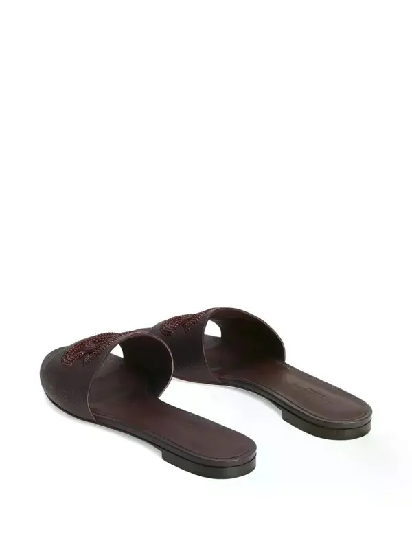 Dolce & Gabbana Suede And Dauphine Calfskin Flat Slippers With Rhinestones - Red