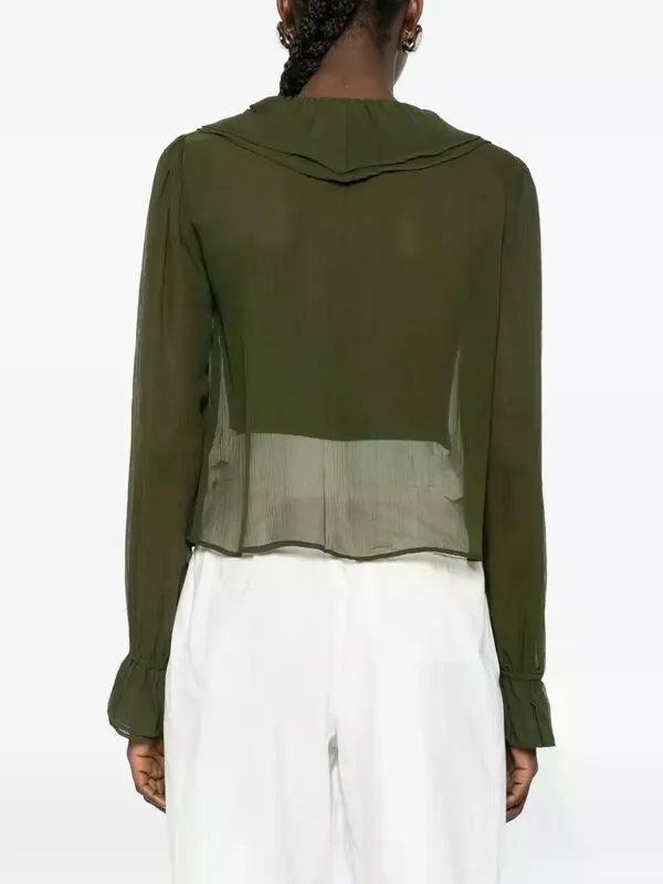 BODE Frills Flounce Long Sleeved Blouse - Green