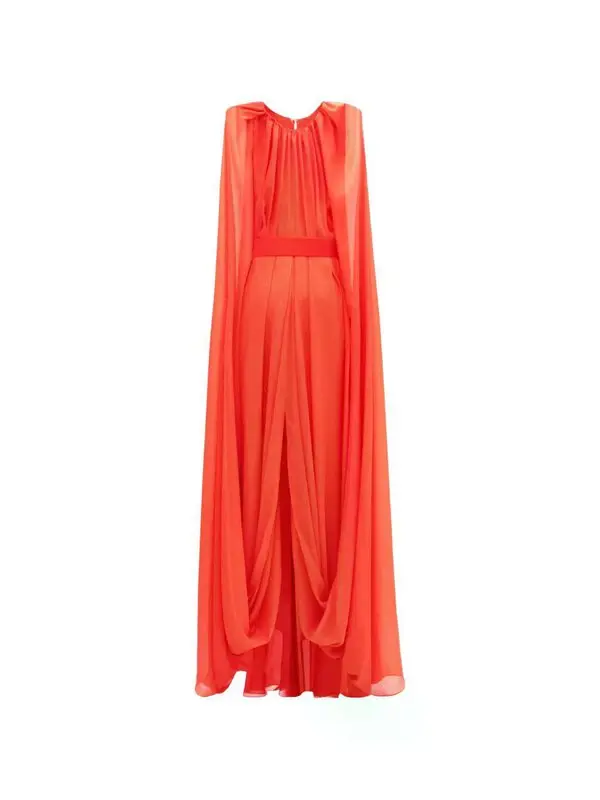 GEMY MAALOUF Cape-like Sleeves Maxi Kaftan - Red