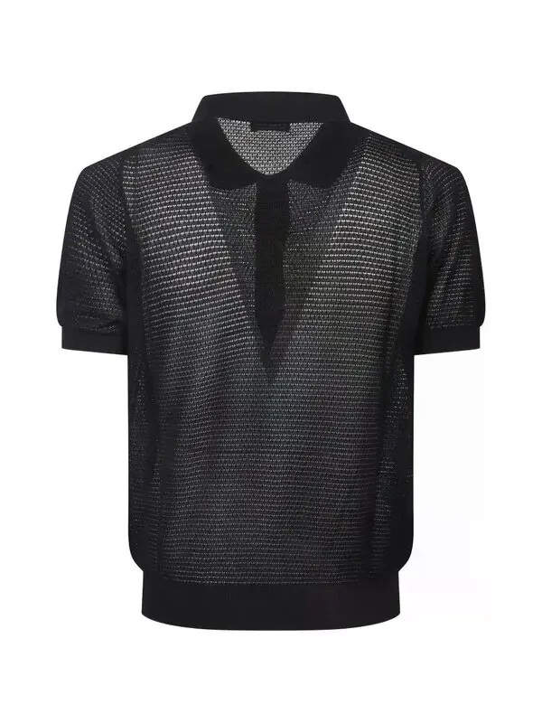 Tagliatore Buttoned Mesh Shirt - Black