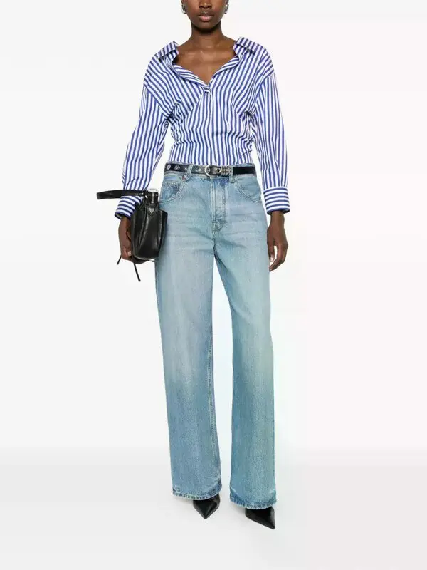 Givenchy Striped V-neck Shirt - Blue