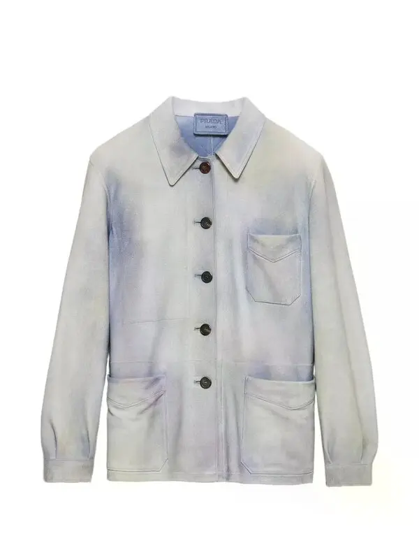 Prada Distressed Suede Caban Jacket - Blue
