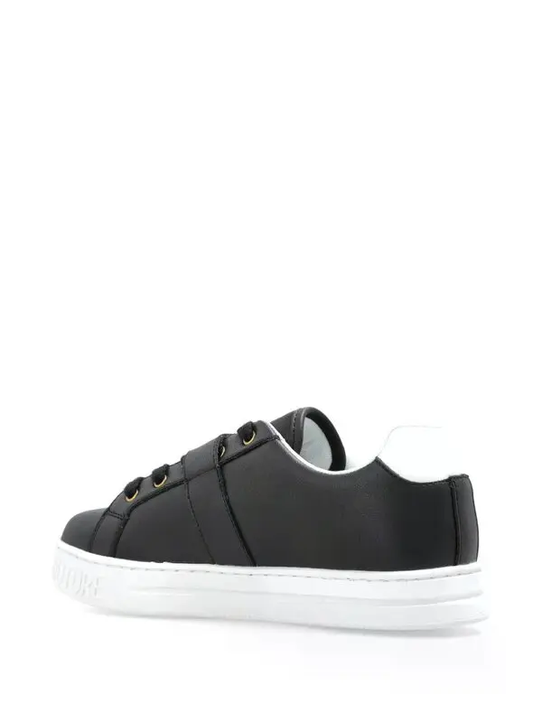 Versace Buckled Leather Sneakers - Black