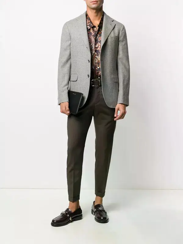 LOW BRAND Tapered Slim-fit Trousers In Virgin Wool - Brown