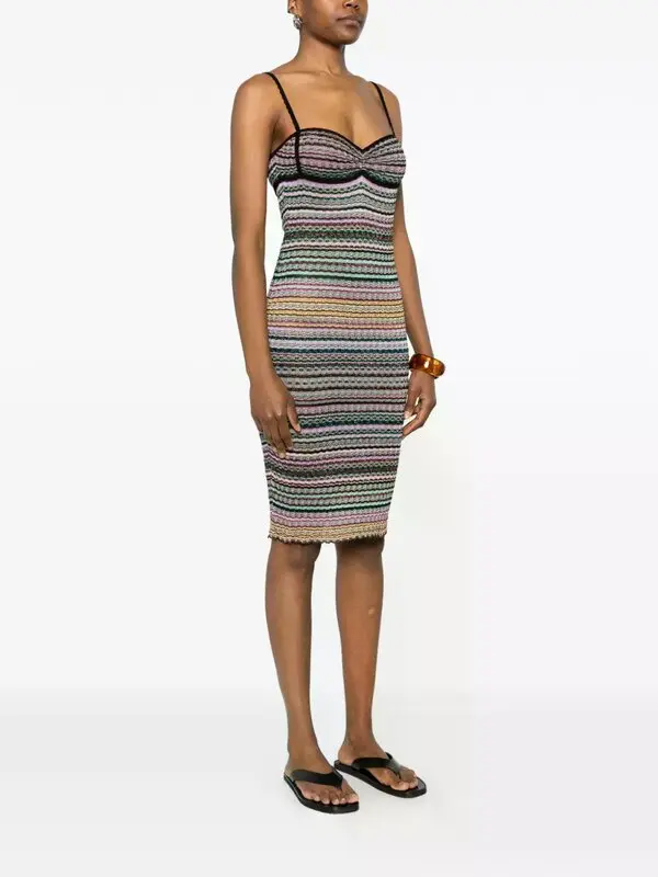 Missoni Sleeveless Fitted Striped Trim Dress