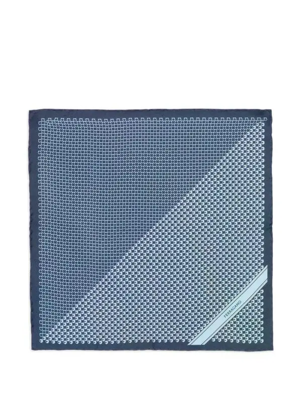 FERRAGAMO Pegasus Pattern Silk Scarf - Blue
