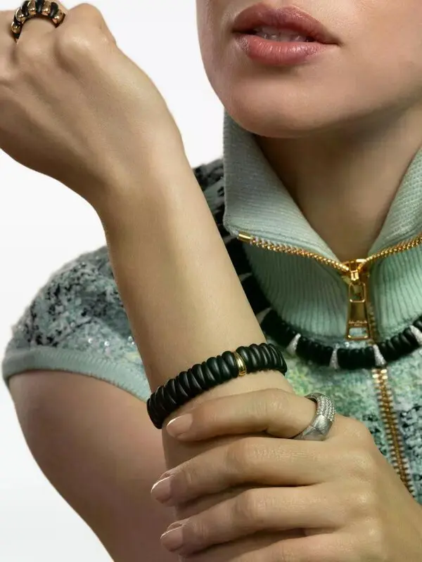 Roberto Demeglio Artiglio Stretch Bracelet In 18k Yellow And Ceramic