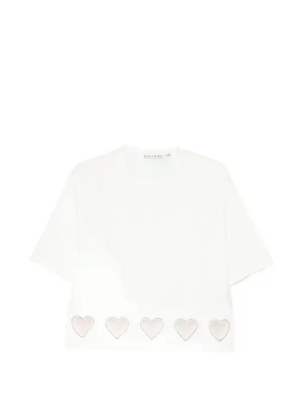 Alice + Olivia Evan Crystal Hearts Cut-out T-shirt