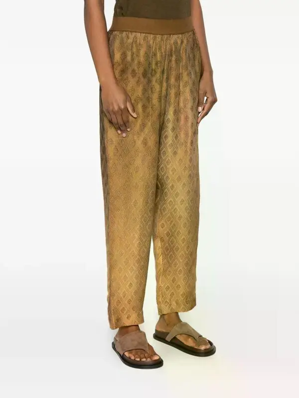 UMA WANG Diamond-pattern Cropped Trousers - Brown