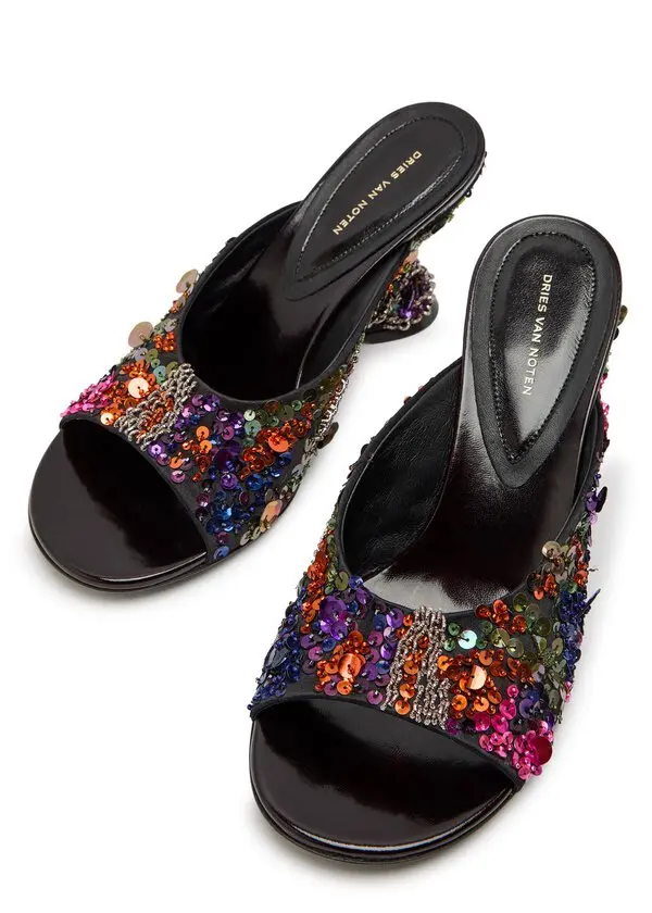 Dries Van Noten Embellished Satin Mules