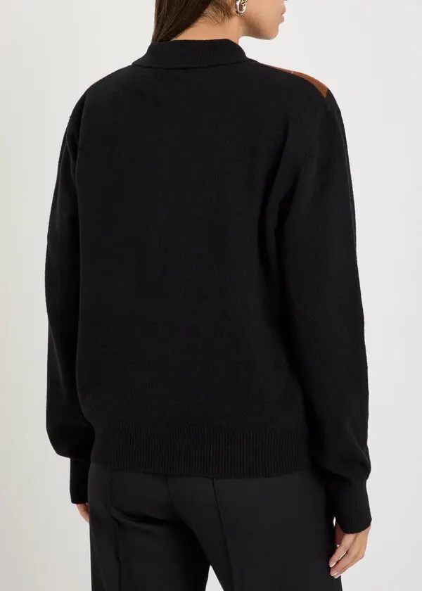 RÓHE Argyll Wool Polo Jumper - Black