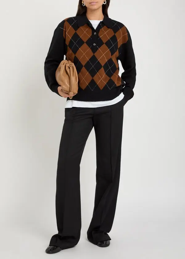 RÓHE Argyll Wool Polo Jumper - Black