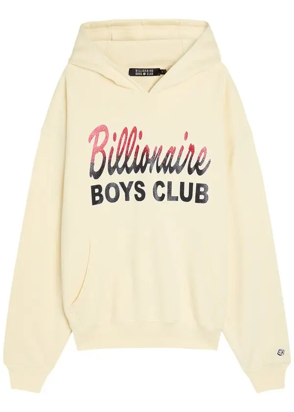 BILLIONAIRE BOYS CLUB Glittered Logo Cotton Hoodie - Ecru