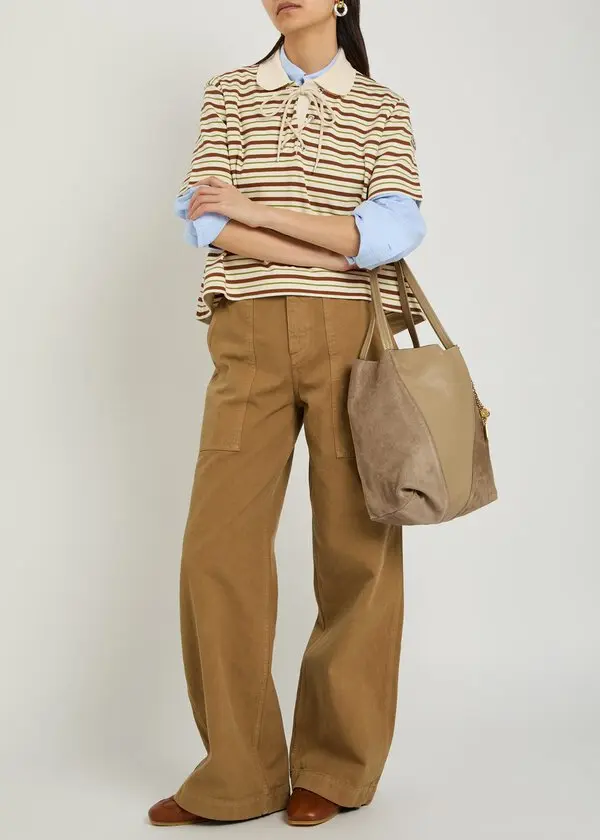 Moncler Wide-leg Canvas Trousers - Brown