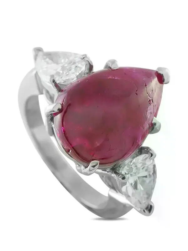LB EXCLUSIVE Platinum Diamond And Ruby Ring - Silver