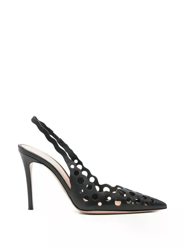 GIANVITO ROSSI Laser-cut Slingback Heeled Pumps - Black