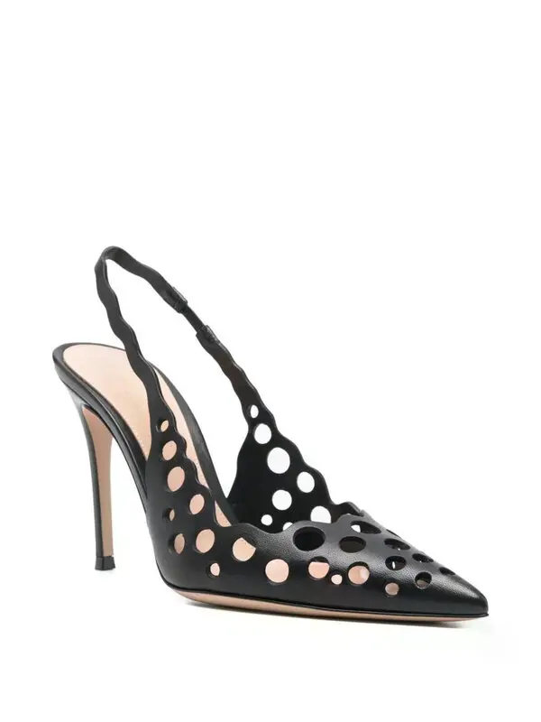 GIANVITO ROSSI Laser-cut Slingback Heeled Pumps - Black