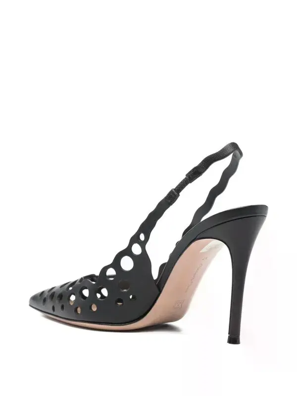 GIANVITO ROSSI Laser-cut Slingback Heeled Pumps - Black
