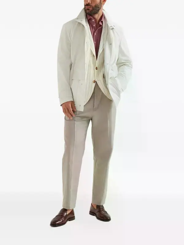 Brunello Cucinelli Linen And Cotton Mélange Jersey Long Sleeve Polo - Red