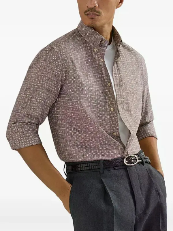 Brunello Cucinelli Flower-print Twill Shirt