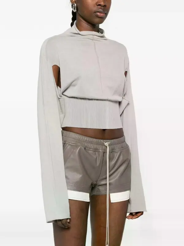 Rick Owens Cropped Mock Neck Sweater - Grey