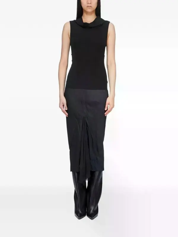 Rick Owens Sleeveless Cowl Neck Asymmetric Hem Dress - Black