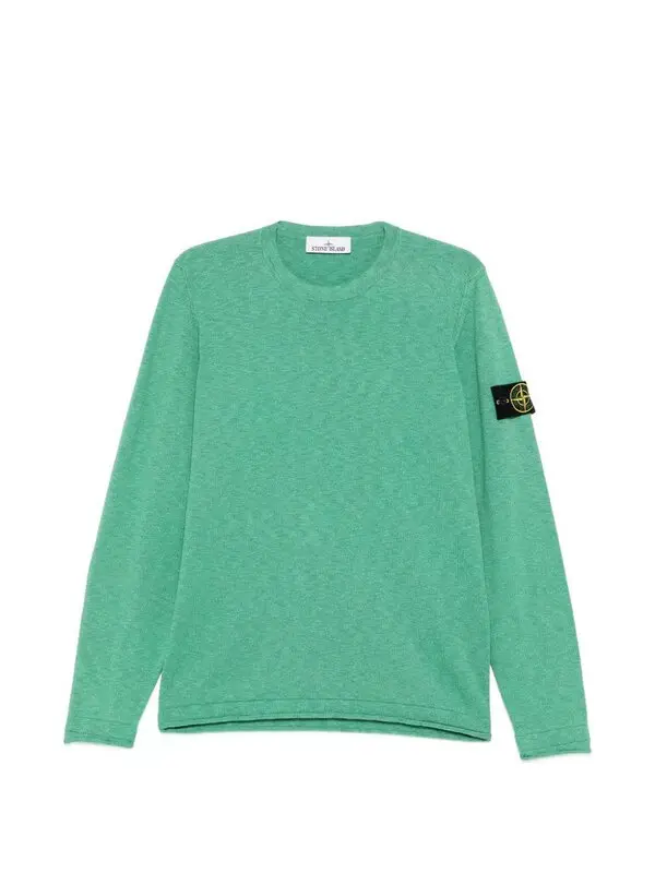 Stone Island Logo Patch Crew Neck Sweater - Green