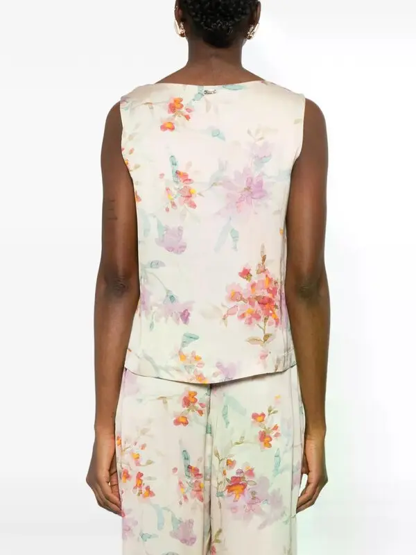Herno Sleeveless Floral V-neck Top