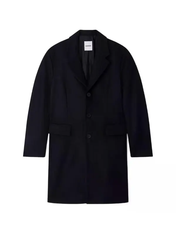 Sandro Wool And Cashmere Blend Coat - Blue
