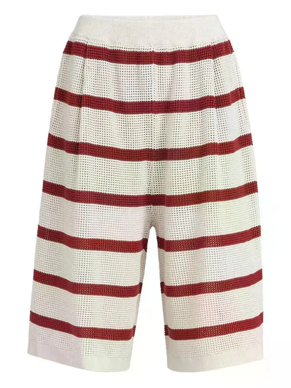 Brunello Cucinelli Striped Silk-blend Bermuda Shorts - Neutrals