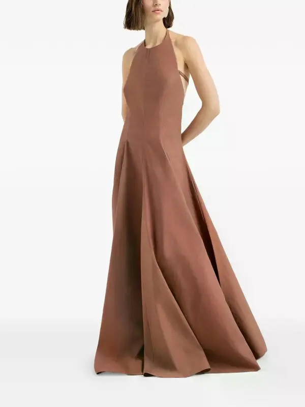 Brunello Cucinelli Poplin Halterneck Maxi Dress