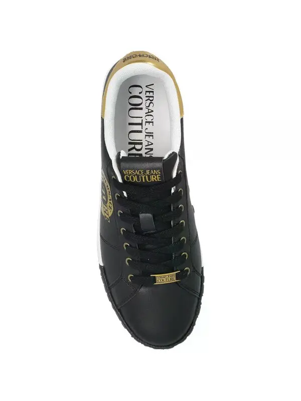 Versace Leather Logo Print Sneakers