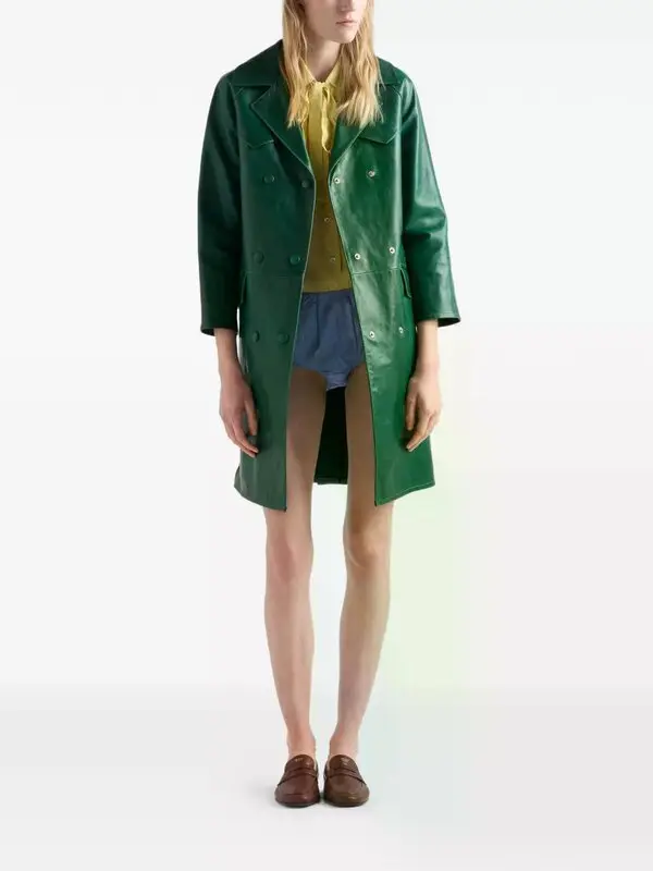 Prada Double-breasted Leather Coat
