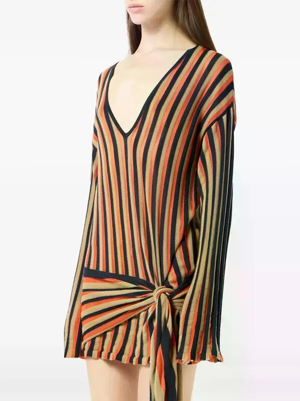 Blumarine Striped V-neck Mini Dress