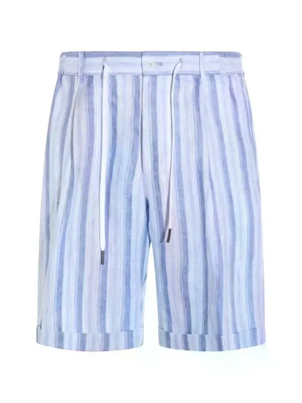 Tagliatore Striped Linen Drawstring Shorts