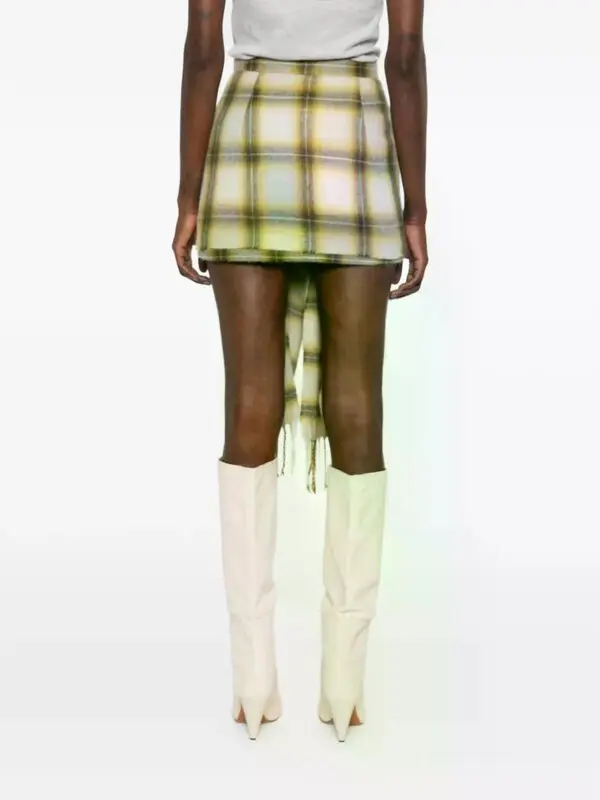 Mihara Yasuhiro Check Pattern Tassel Mini Skirt - Neutrals