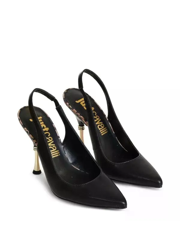 Just Cavalli Pointed Toe Slingback Stiletto Heel Pumps With Leopard Print Detail
