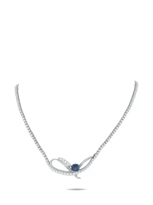 LB EXCLUSIVE Platinum Diamond And Sapphire Necklace