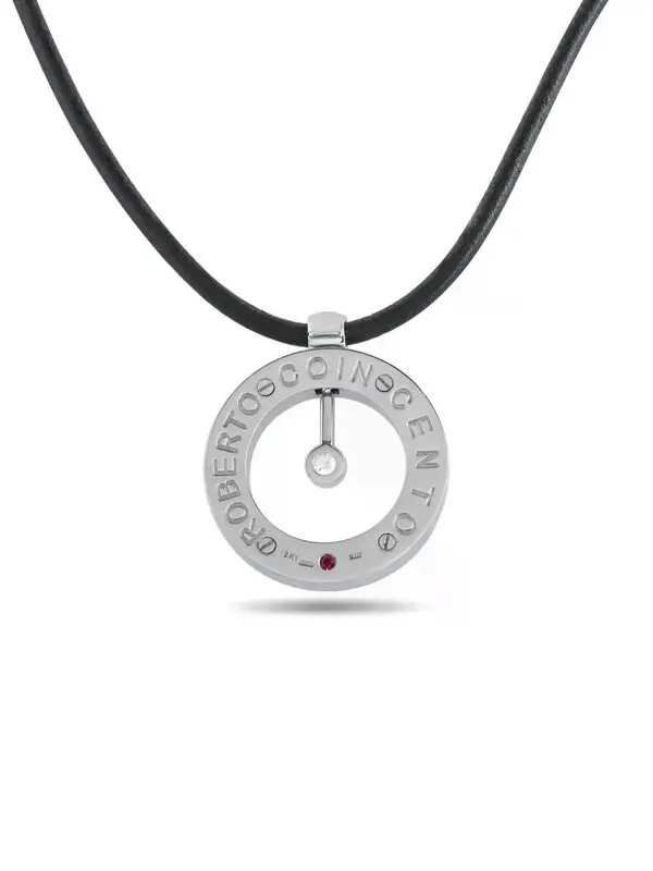 Roberto Coin 18k White Gold Diamond And Ruby Necklace - Silver